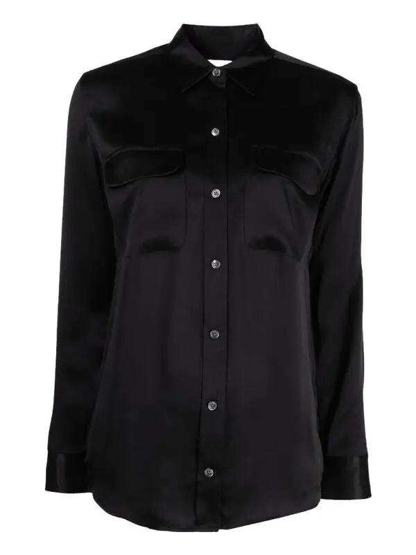 Equipment Signature Silk Shirt With Dual Pockets - Black
