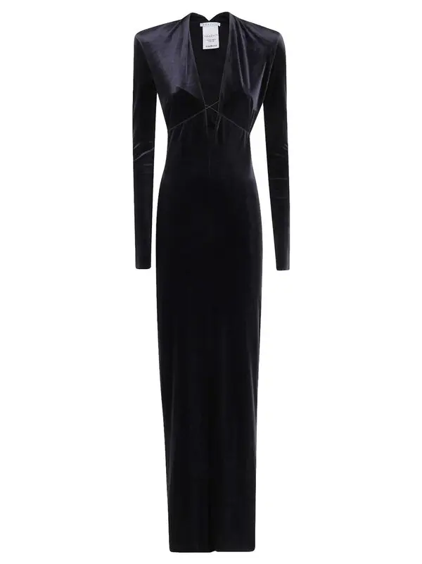 AMAZUIN Lara Velvet Maxi Dress - Black