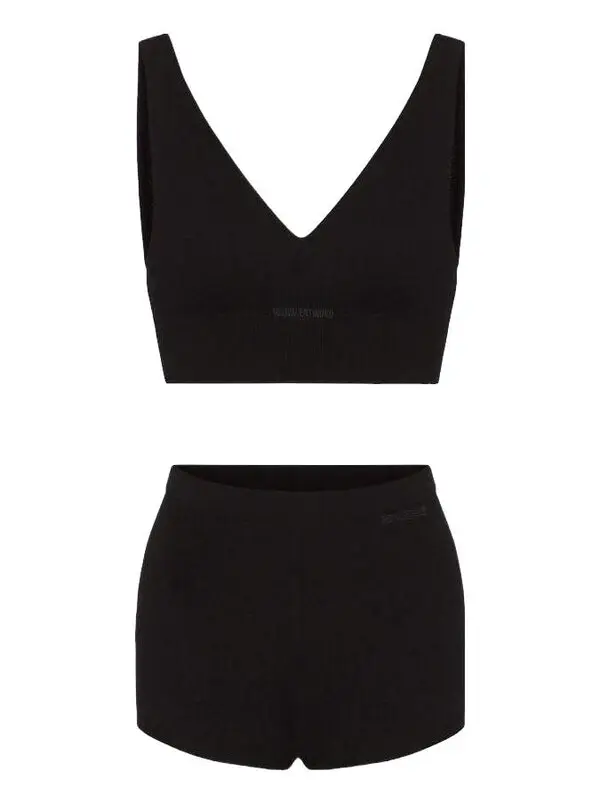 Red Valentino Knitted V-neck Set - Black
