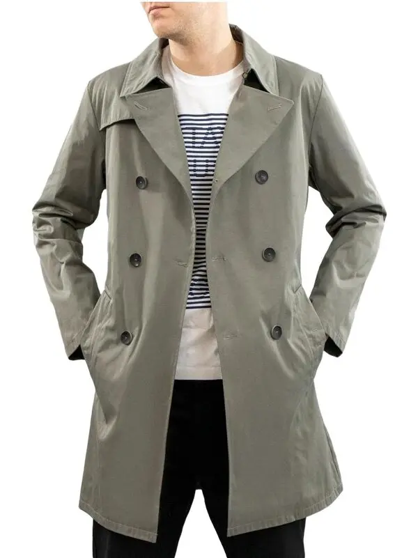 Emporio Armani Double Breasted Trench Coat - Green