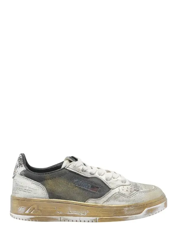 AUTRY Snakeskin-panelled Leather Sneakers - Gray