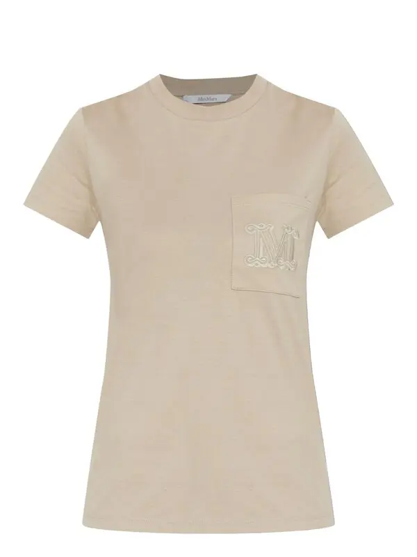 Max Mara Papaia Logo Patch Crewneck T-shirt - Light Brown
