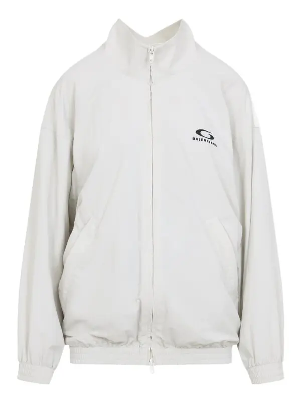 Balenciaga Logo Embroidered Zip-up Jacket - White