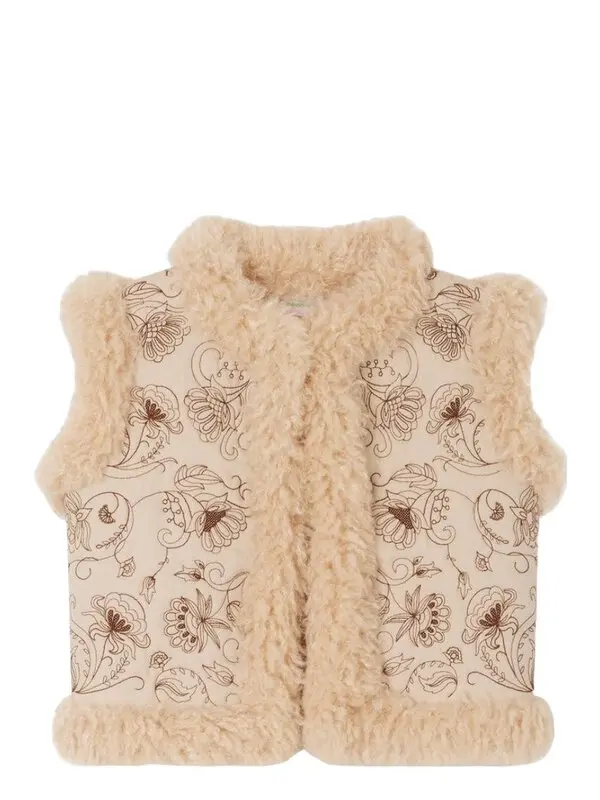 Bonpoint Tuli Floral Embroidered Gilet - Nude