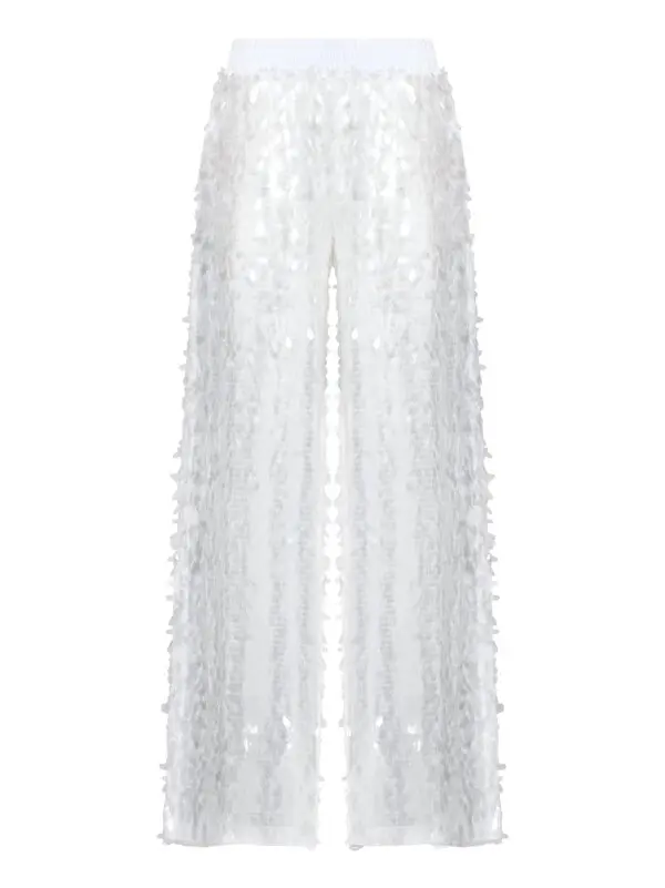 Norma Kamali High-waist Flared Sequined Trousers - White