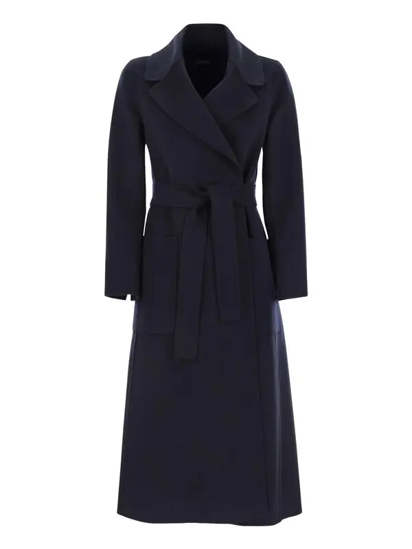 Max Mara Belted Long Sleeved Coat - Black