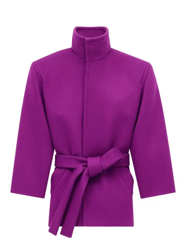 Saint Laurent Boxy Belted Coat - Purple