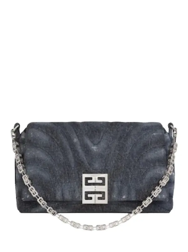 Givenchy 4g Plaque Quilted Denim Small Shoulder Bag - Black