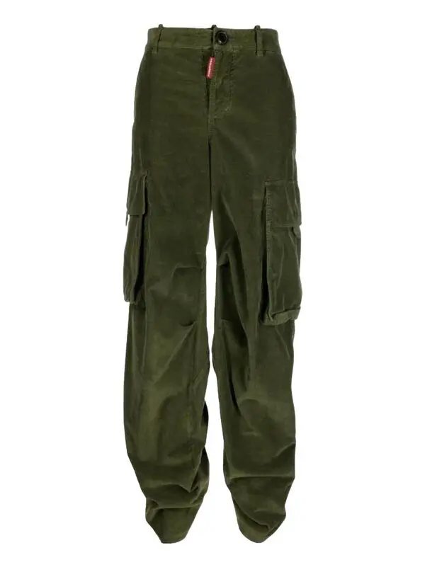 Dsquared2 Gathered-detail Corduroy Cargo Trousers - Green