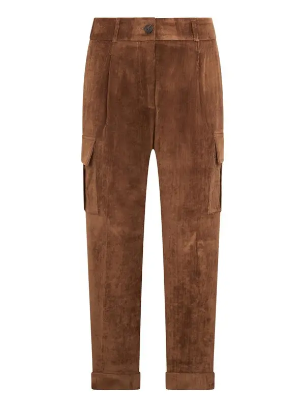 Peserico Cropped Corduroy Cargo Pants - Brown