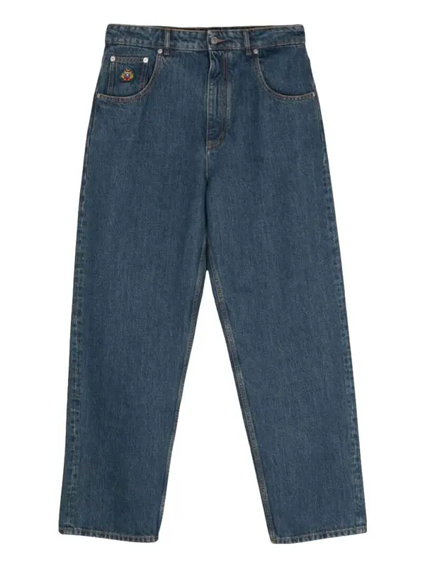 Bally Logo Embroidered Straight-leg Jeans - Blue