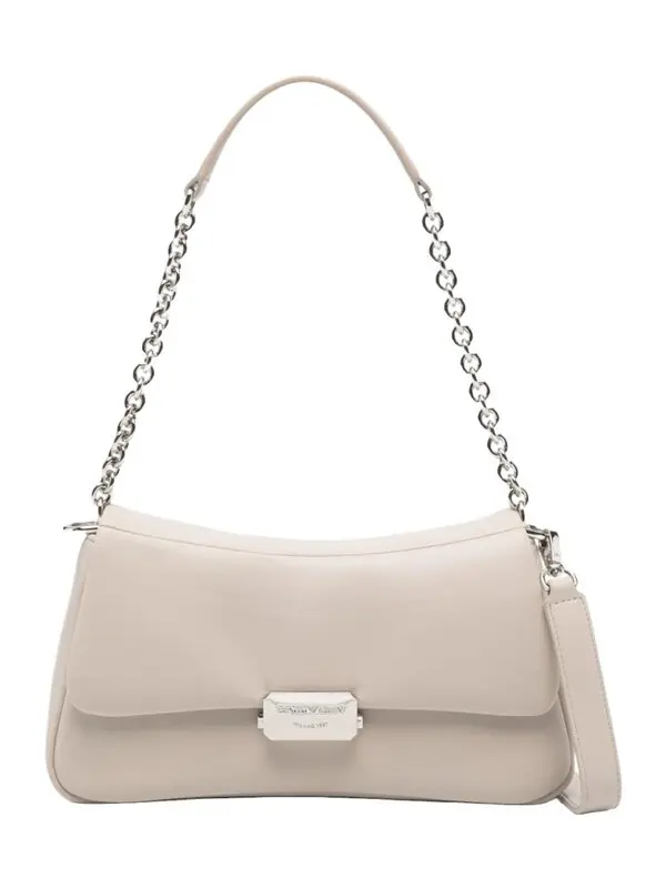 Emporio Armani Logo Plaque Shoulder Bag - Light Beige
