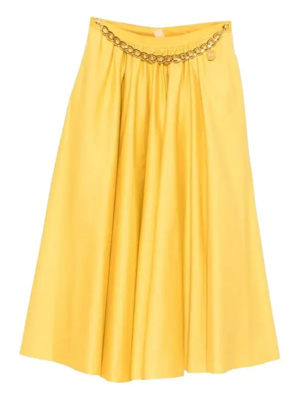 Elisabetta Franchi Midi Skirt With Chain Detail - Yellow