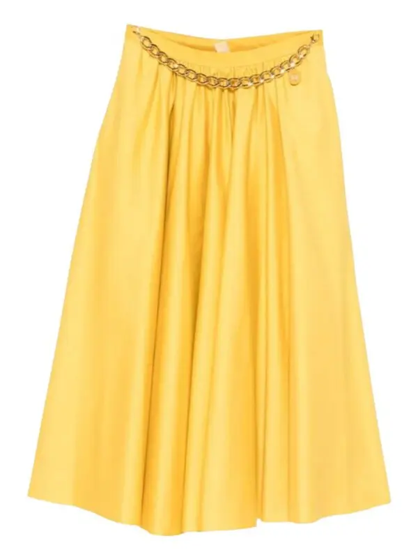 Elisabetta Franchi Midi Skirt With Chain Detail - Yellow