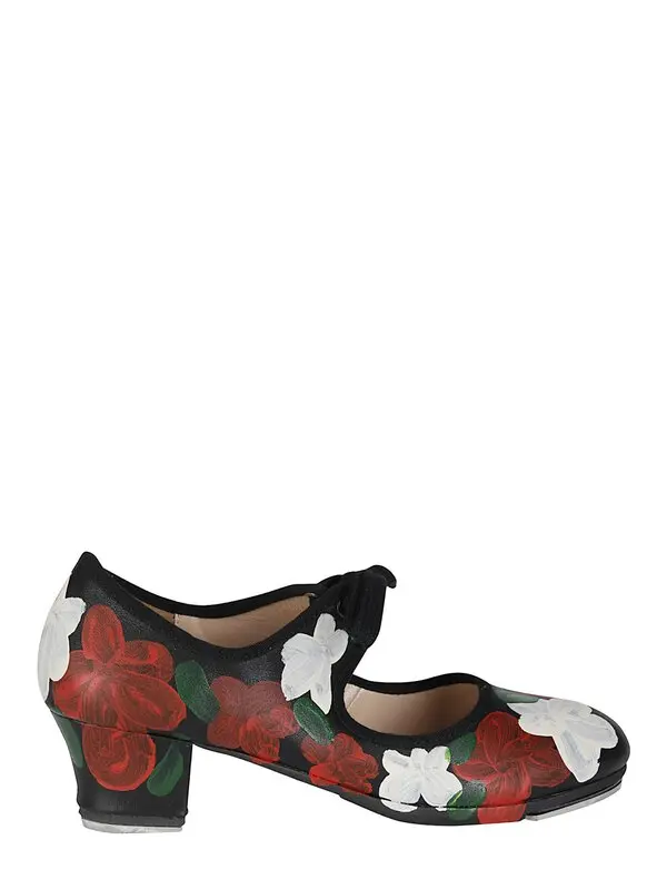 Comme Des Garçons Floral Lace-up Flat Pumps - Multicolor