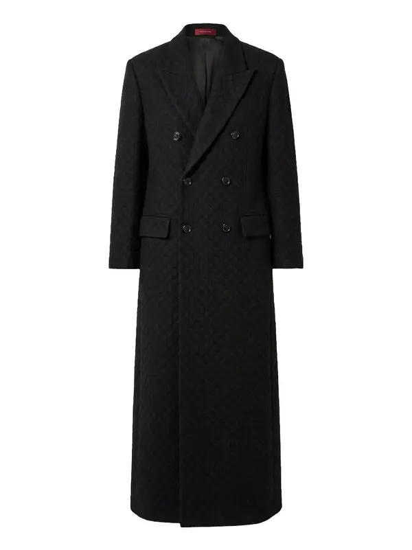 Gucci Gg Crêpe Double-breasted Coat - Black