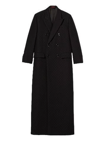 Gucci Gg Crêpe Double-breasted Coat - Black