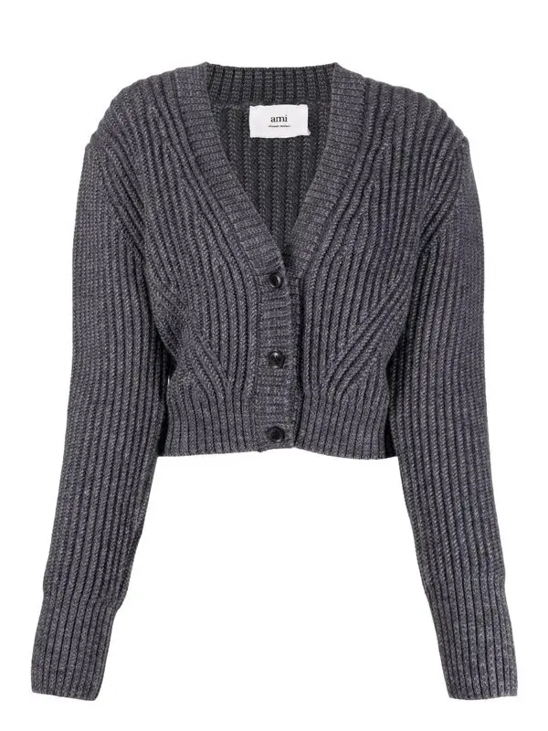 Ami Cropped Ribbed-knit Cardigan - Black