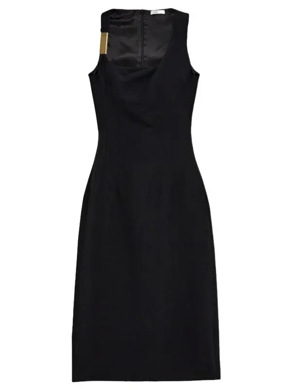 FERRAGAMO Sleeveless Corseted Midi Dress - Black