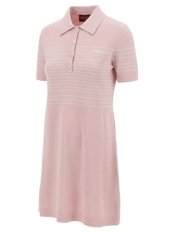 Gucci Short Sleeve Collared Dress - Light Pink