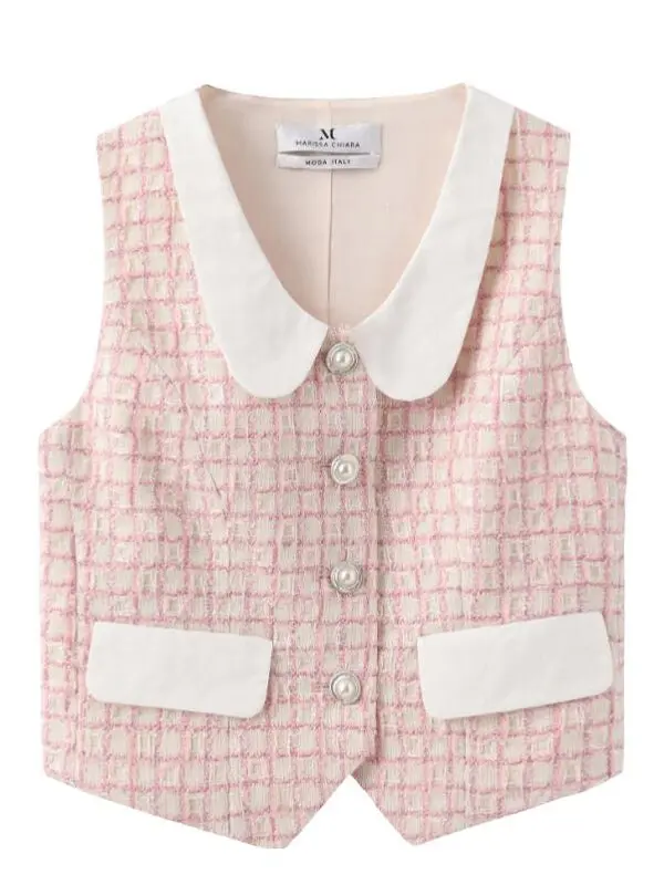 Marissa Chiara Sleeveless Vest With Button Closure - Pink