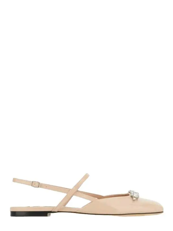 JIMMY CHOO Square Toe Mules With Slingback And Adjustable Ankle - Light Brown