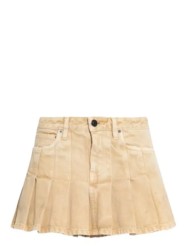 Balenciaga Pleated Denim Mini Skirt - Nude