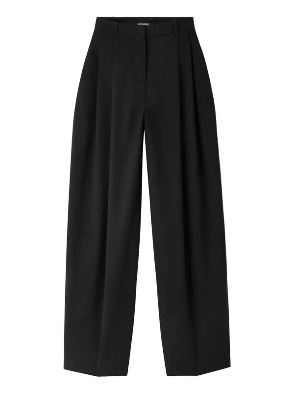 Jacquemus Pleated Wide-leg Trousers - Black