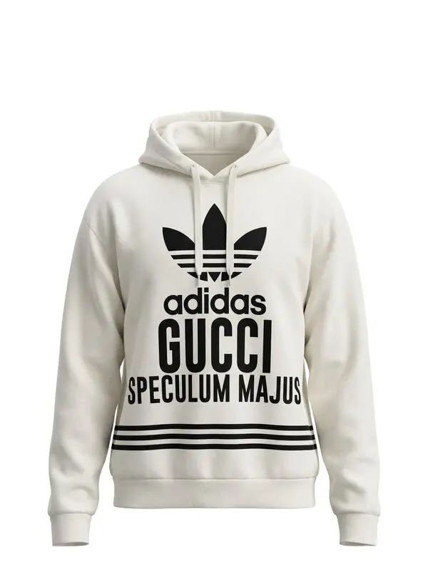 Gucci X Adidas Hooded Hoodie With 3 Stripe Print - White