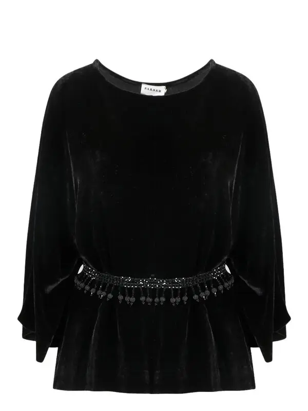 P.a.r.o.s.h Velvet Belted Blouse - Black