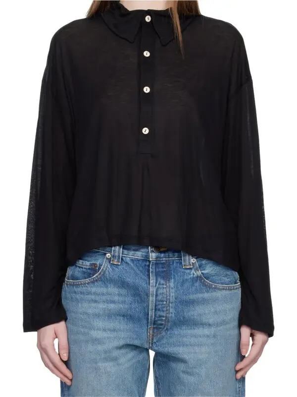 BASERANGE Seal Lyocell Polo Top - Black