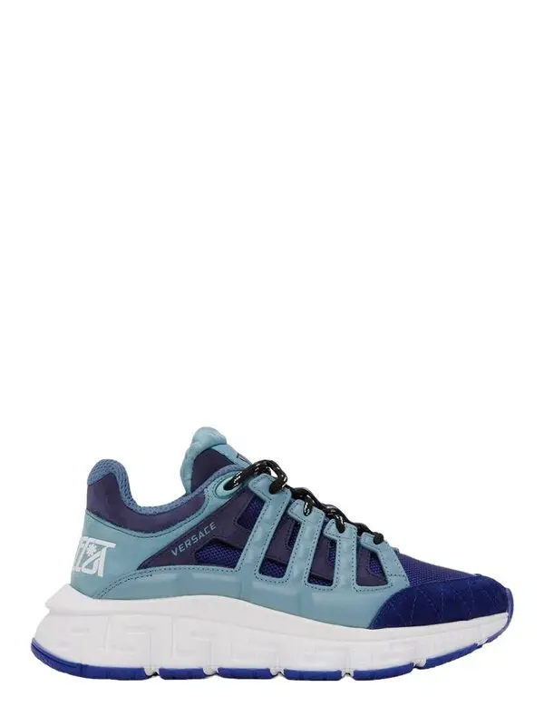 Versace Trigreca Leather Sneakers - Blue