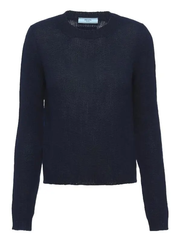 Prada Crewneck Knitted Jumper - Blue