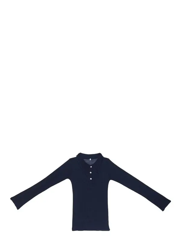BASERANGE Dual Long Sleeve Polo Shirt - Navy Blue