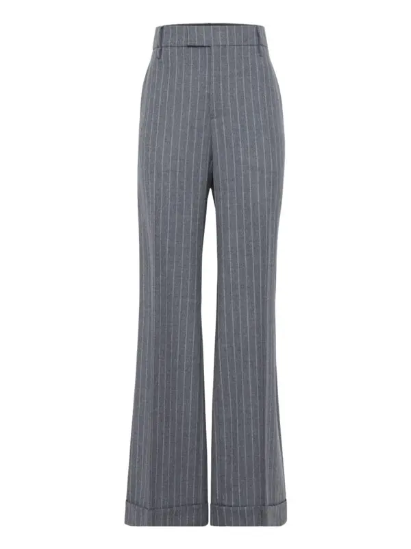 Brunello Cucinelli Pinstriped Wool Trousers - Gray