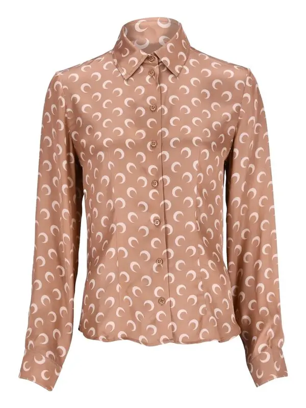 MARINE SERRE Crescent Moon Graphic Long Sleeve Shirt - Nude