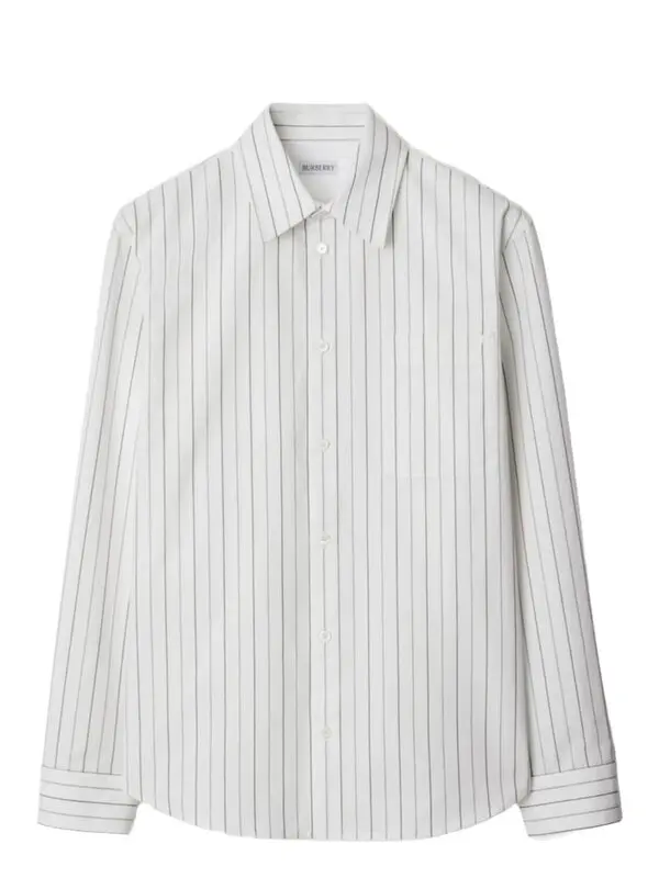 Burberry Logo Embroidered Striped Shirt - String/coal