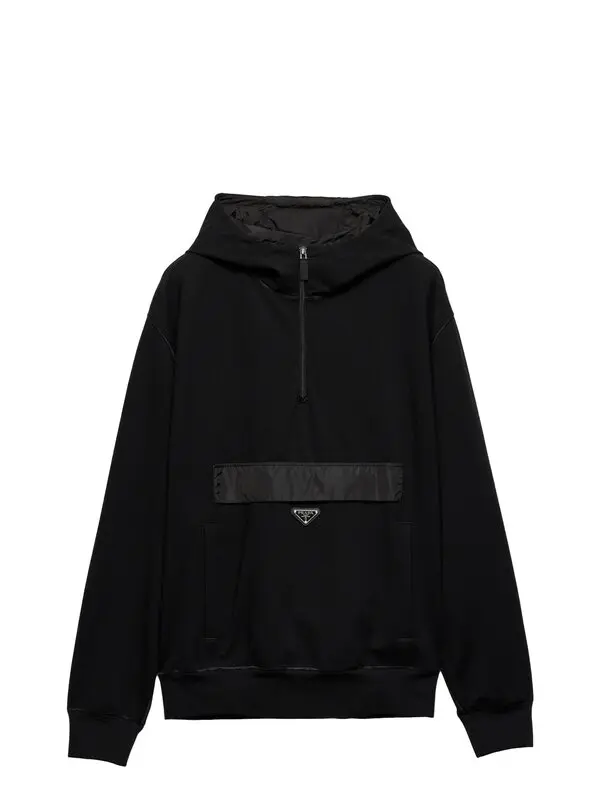 Prada Technical Jersey Hoodie - Black