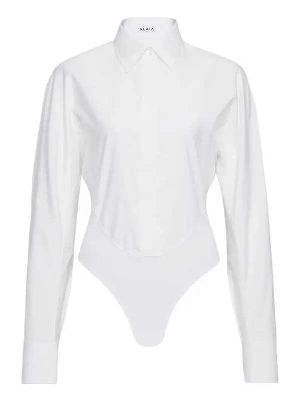 Alaïa Long-sleeved Jumpsuit With Ribbed Knit Tights - White