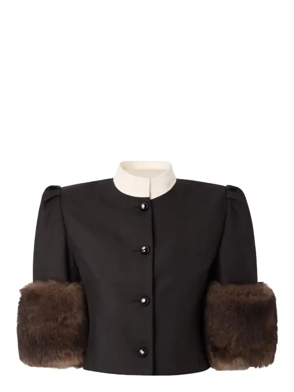 Valentino Garavani Silk And Sheepskin Jacket With Crystal Embellishments - Black