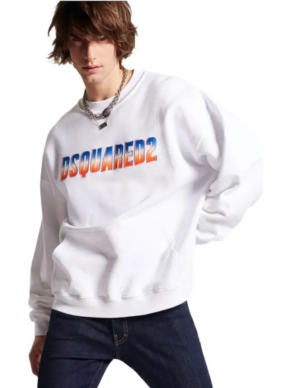 Dsquared2 Logo Print Long Sleeve Sweatshirt - White