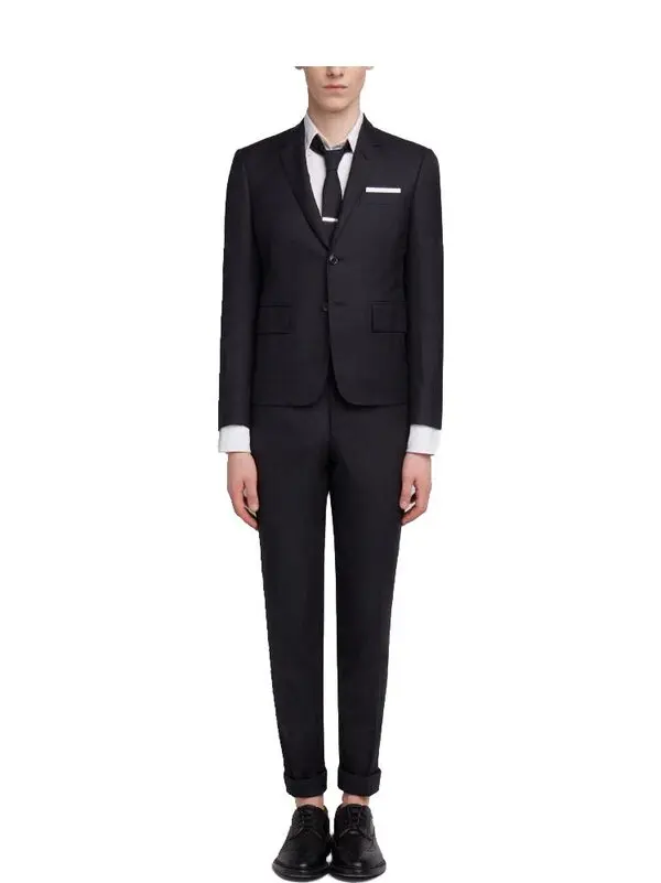 Thom Browne Super 120s Twill Suit With Tie - Black