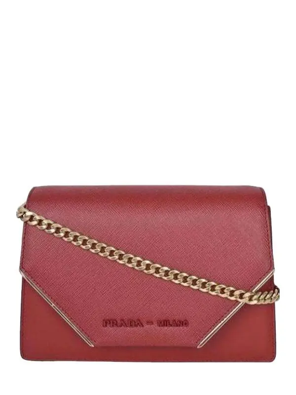 Prada Flip Logo Shoulder Bag - Brown