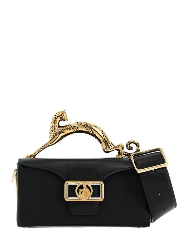 LANVIN Logo Plaque Foldover Top Crossbody Bag - Black
