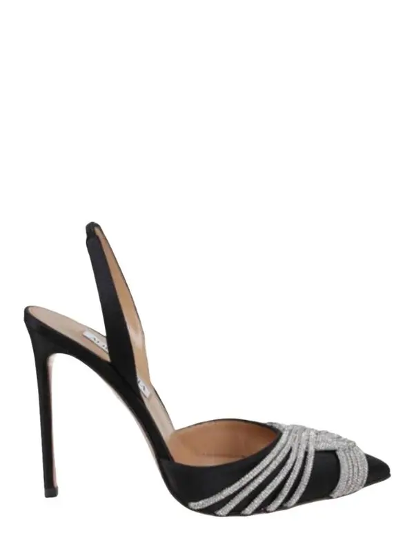 AQUAZZURA Embellished Slingback High Heels - Black