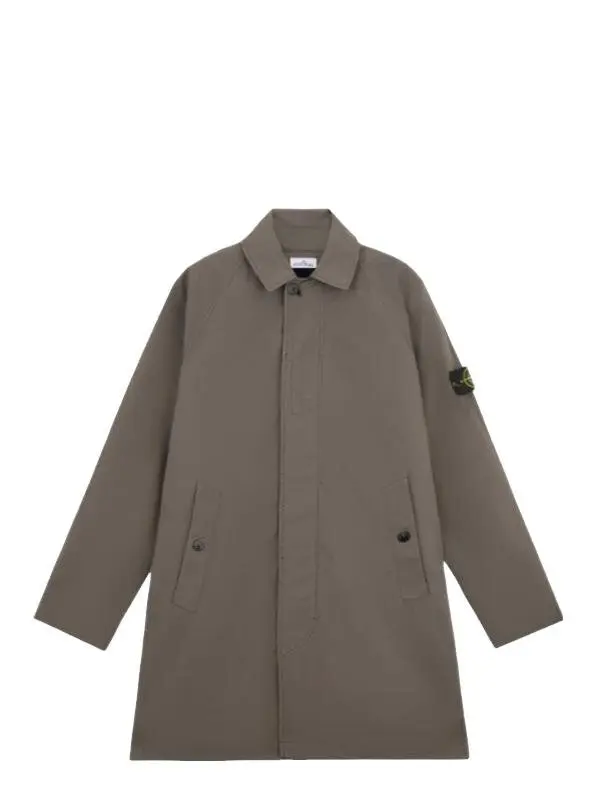 Stone Island Buttoned Coat With Classic Collar - Walnut Brown