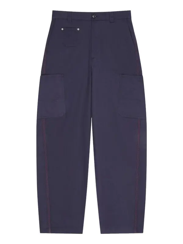 Givenchy Couture Seam Cargo Trousers In Herringbone Denim - Navy Blue