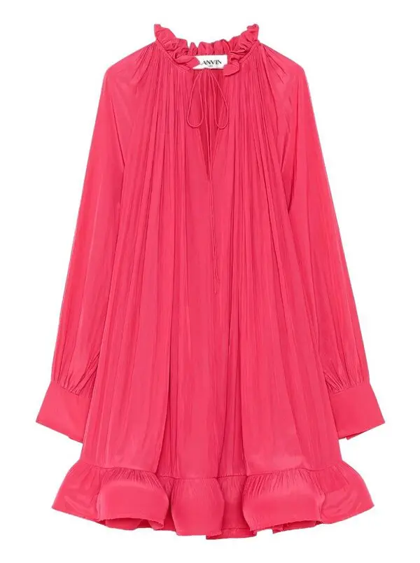 LANVIN Ruffled Charmeuse Minidress - Red