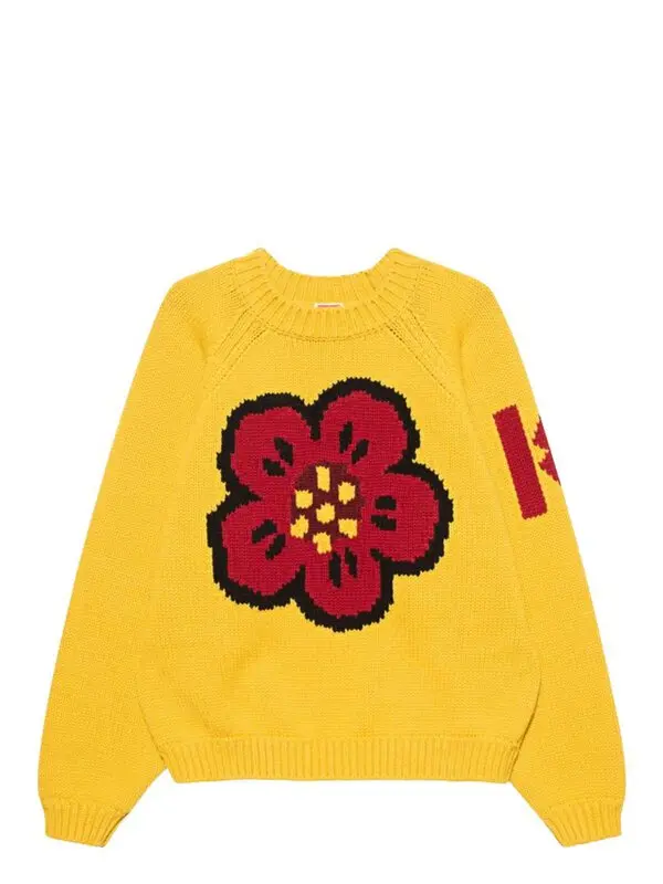 Kenzo Varsity Merino Wool Jumper With Graphic Jacquard - Yellow