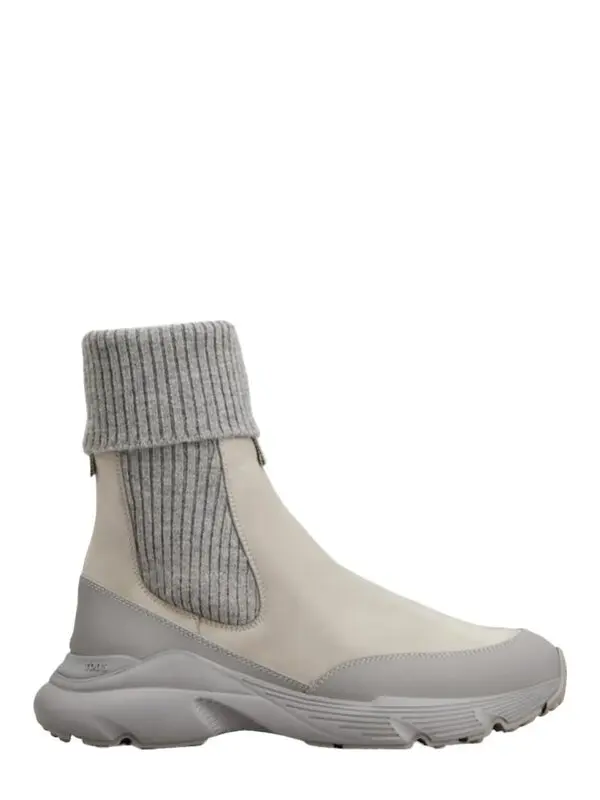 TOD'S Chelsea Boots In Calfskin Nubuck With Elastic Knit Inserts - Gray